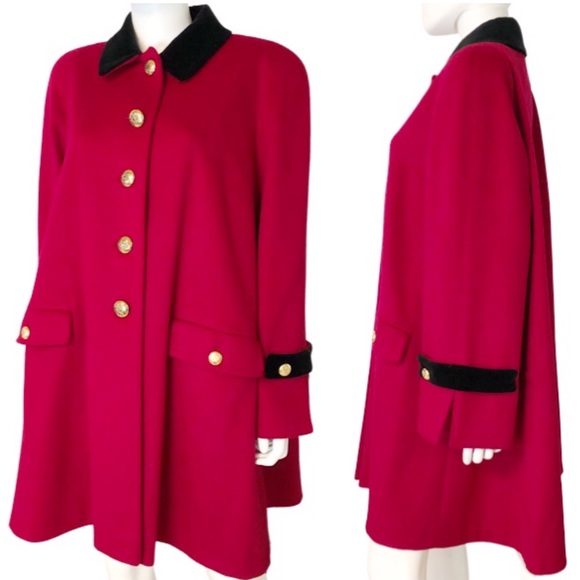 Vintage | Jackets & Coats | Vintage Plus Raspberry Red Wool Overcoat By ...